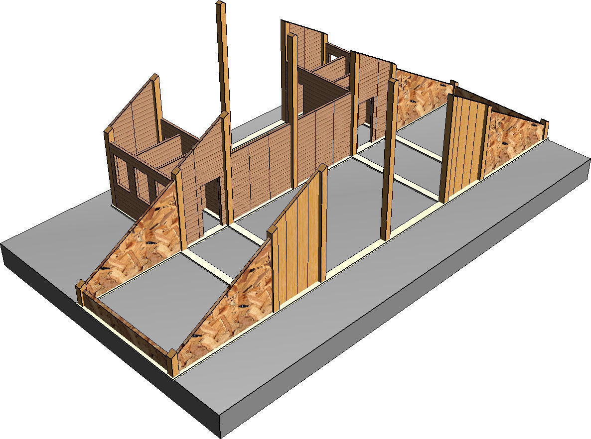 Timber Frame Office Building 3D model animated | CGTrader