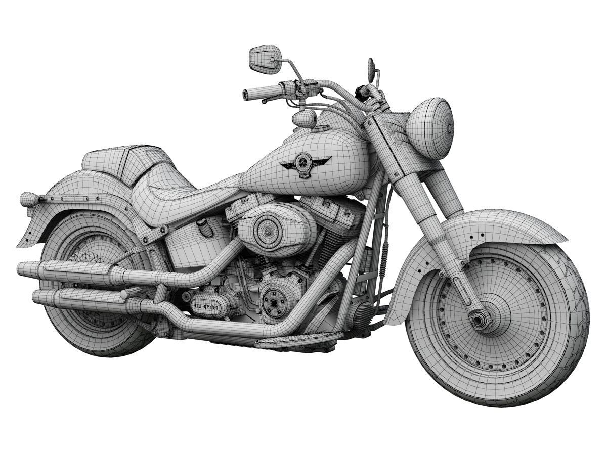Harley-Davidson FLSTFB Softail Fat Boy Lo 2015 3D Model MAX OBJ 3DS FBX ...