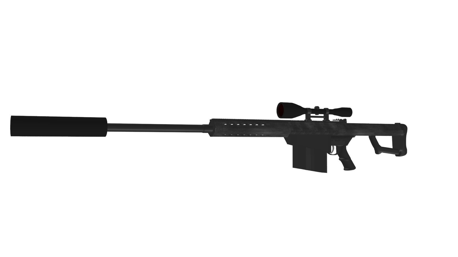 M82 Barrett High Poly Sniper Rifle with Silencer and Muzzle 3D Model MAX | CGTrader.com