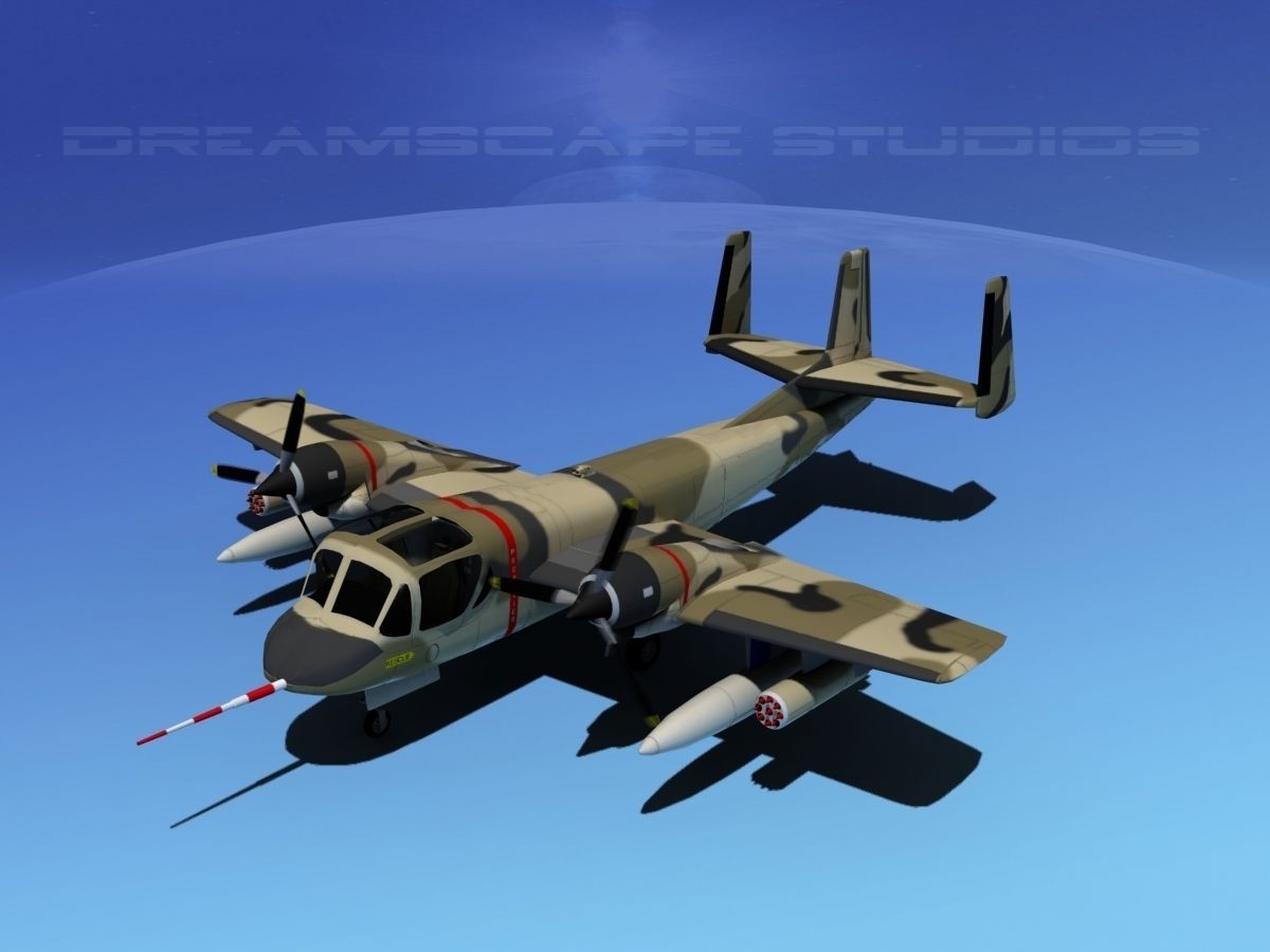 Grumman OV-1D Mohawk V10 3D Model animated rigged MAX OBJ 3DS LWO LW ...