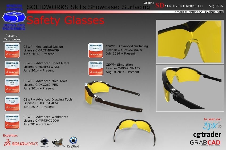SW Skills - Safety Glasses free 3D model | CGTrader