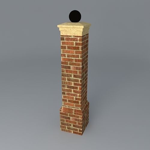 Brick gate pillar with cap and finial free 3D model | CGTrader