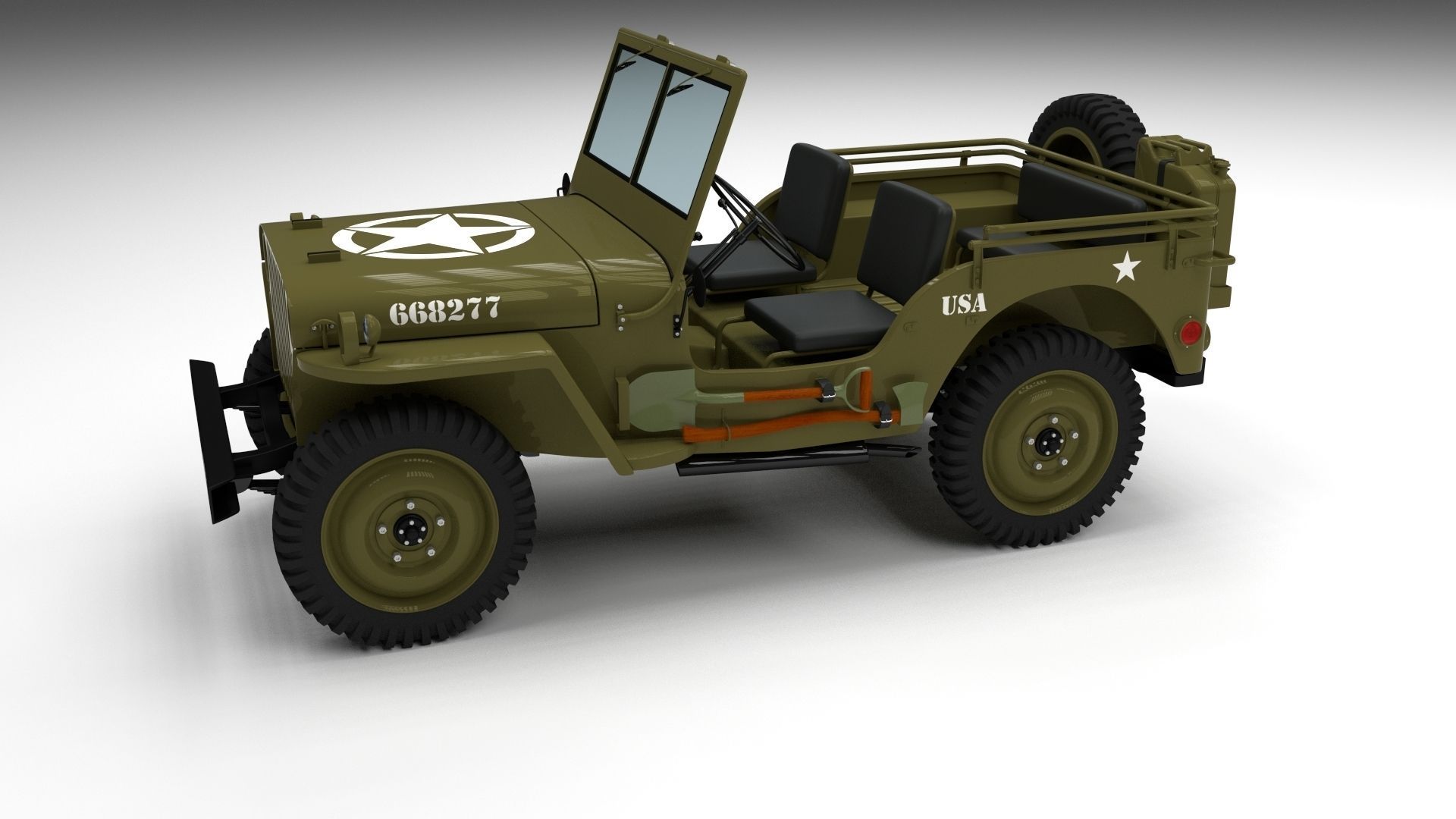 Full w chassis Jeep Willys MB Military 3D model | CGTrader