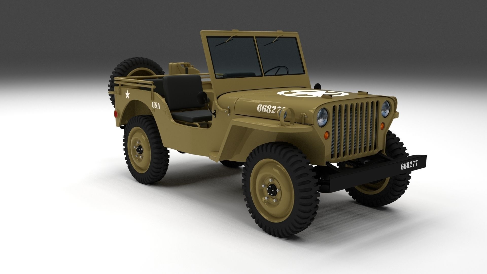 Full w chassis Jeep Willys MB Military Desert 3D model | CGTrader