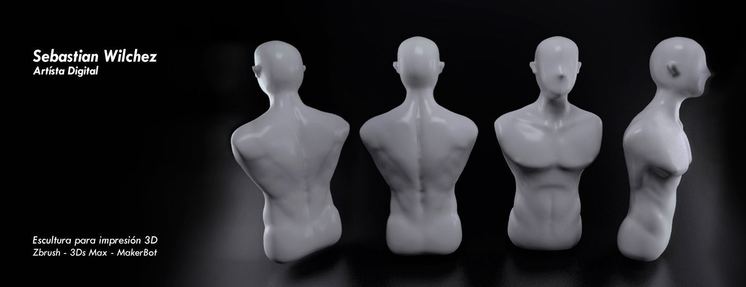 Male human torso statue 3D model 3D printable | CGTrader