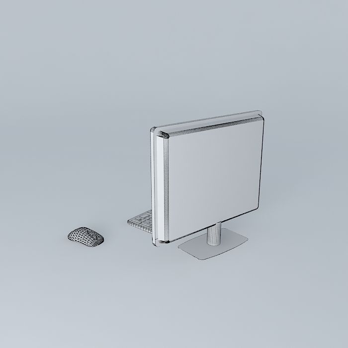 Computer monitor with keyboard and mouse free 3D model | CGTrader