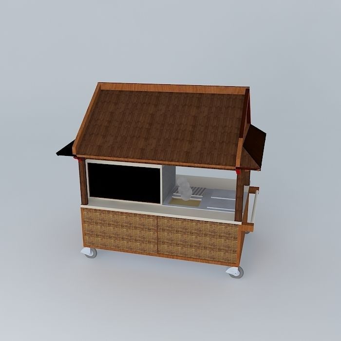 A Taiwanese noodles snack cart with roof free 3D model | CGTrader