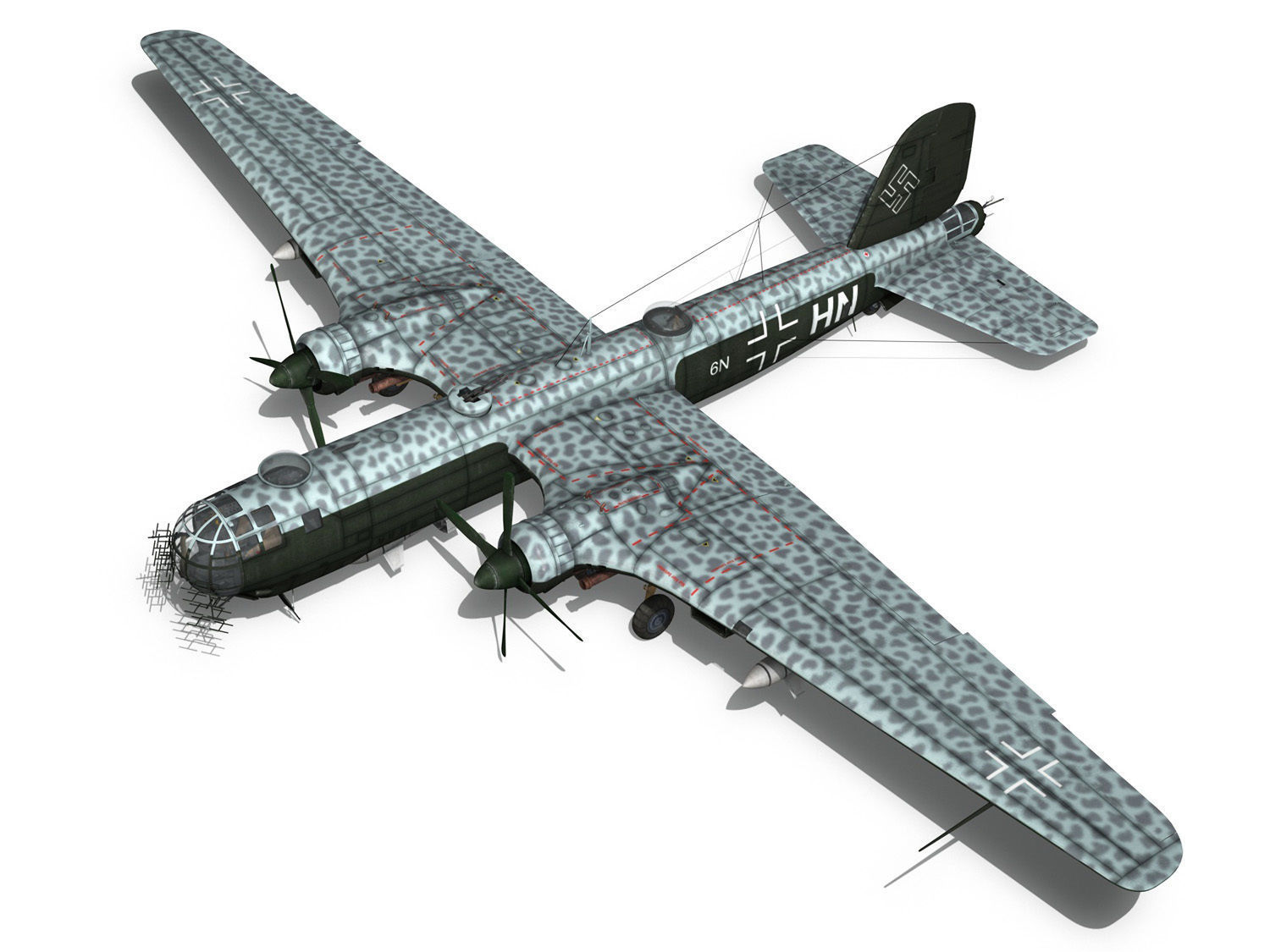 Heinkel He-177 - Greif - 6NHN 3D Model OBJ 3DS FBX C4D LWO LW LWS ...