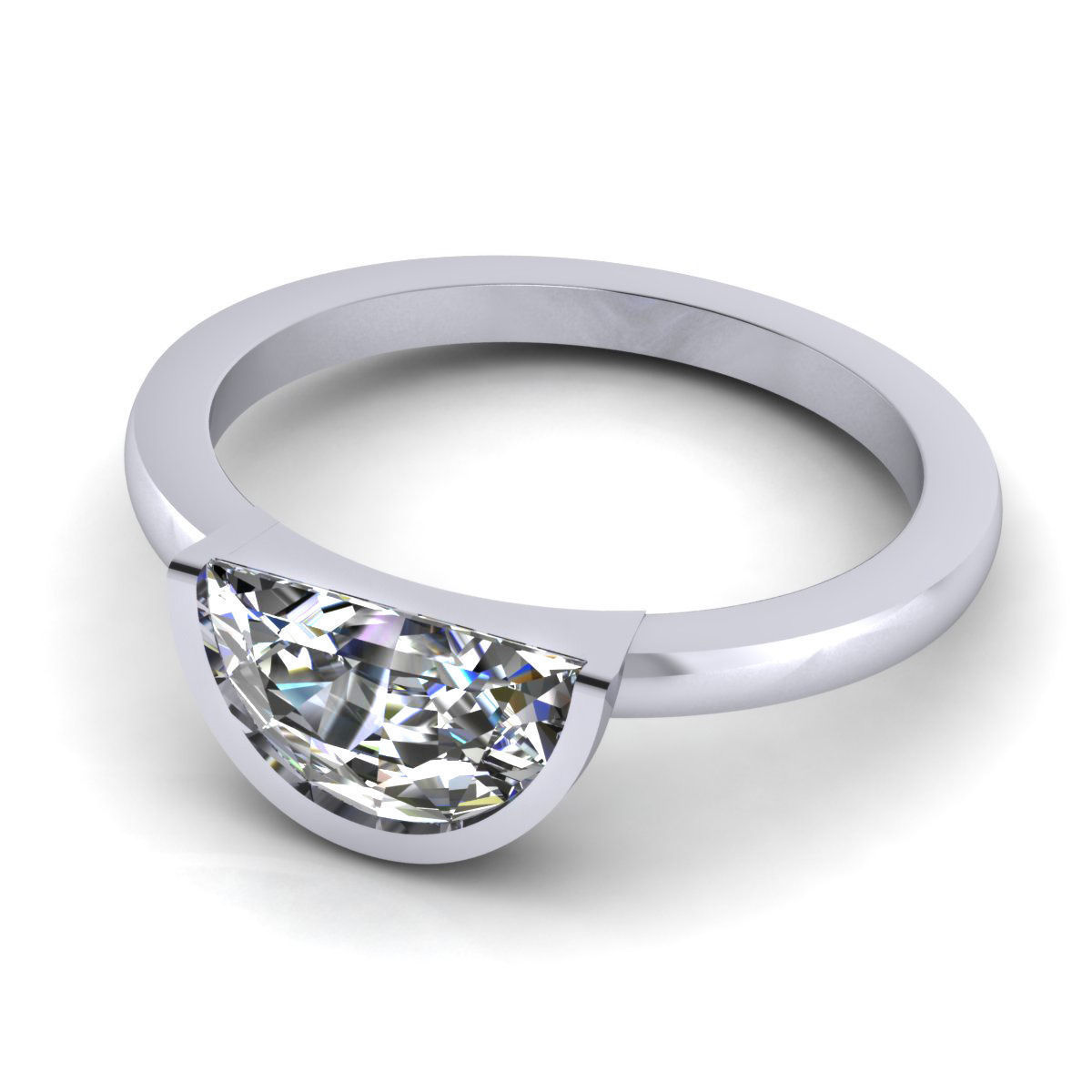 Half Round Diamond Ring 3D model | CGTrader