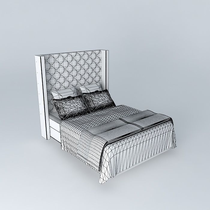 ADLER TUFTED FABRIC PLATFORM BED WITHOUT FOOTBOARD free 3D model | CGTrader