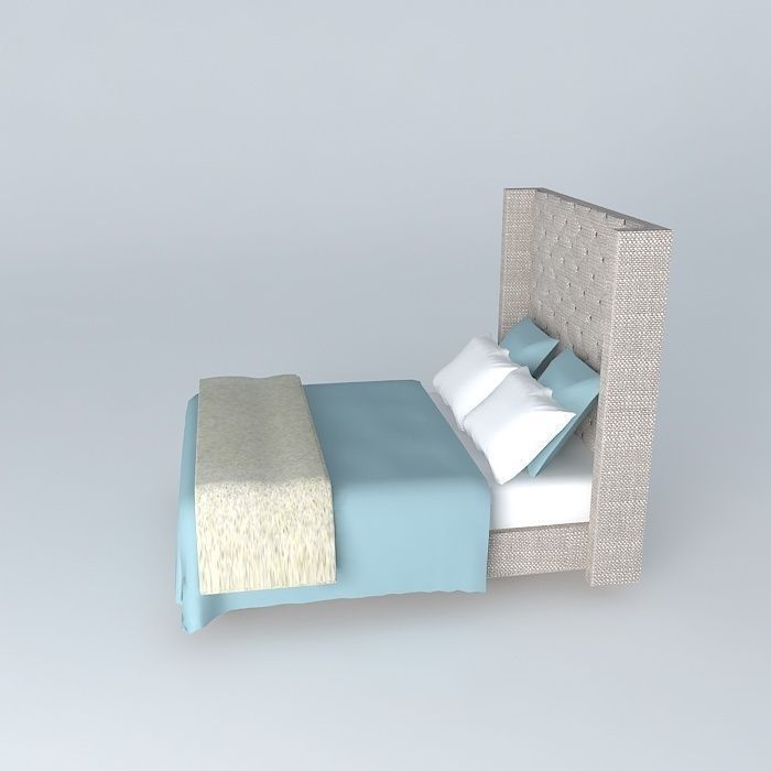 ADLER TUFTED FABRIC PLATFORM BED WITHOUT FOOTBOARD free 3D model | CGTrader