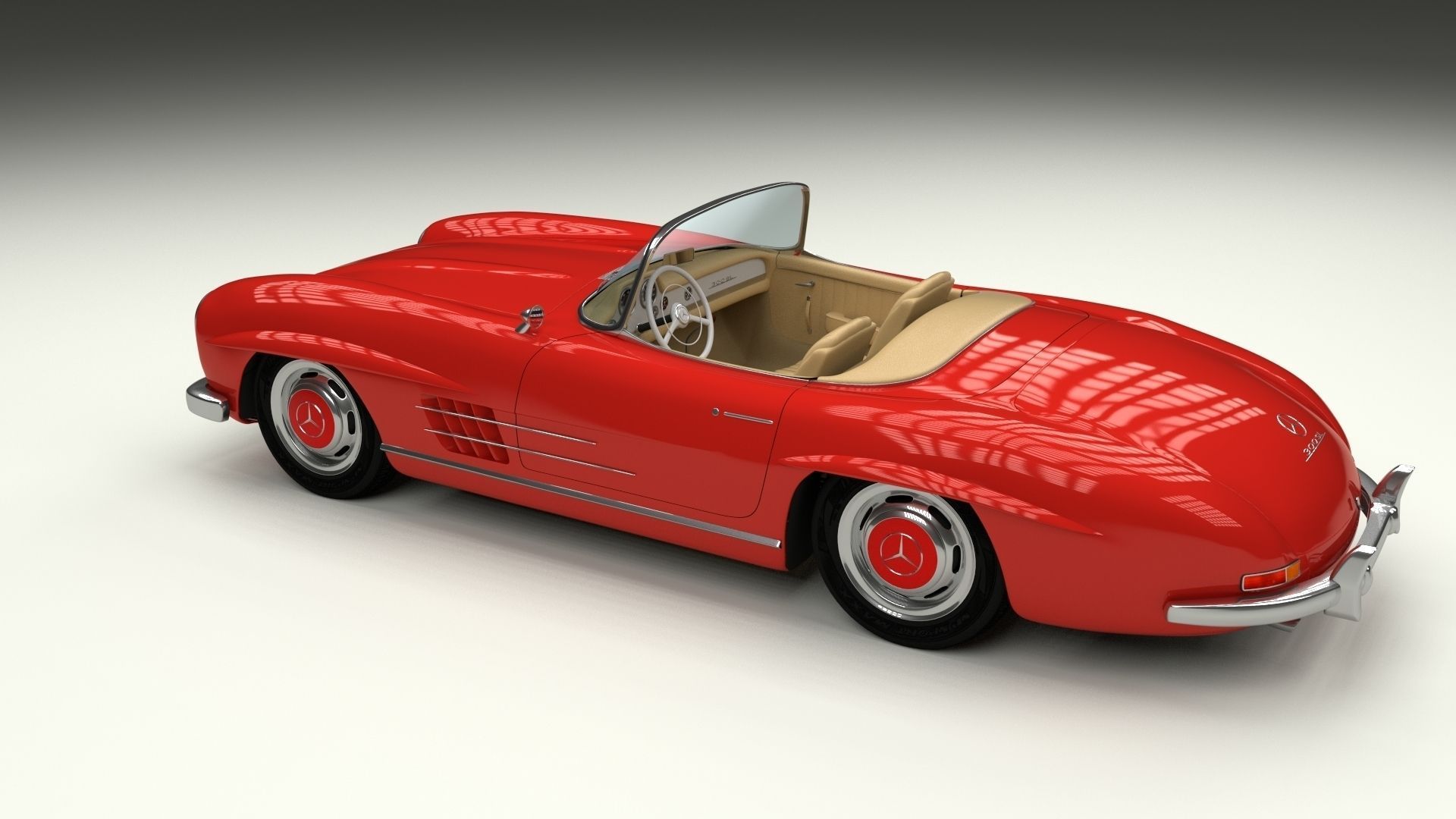 Fully Modelled Mercedes 300SL Roadster Red 3D model | CGTrader