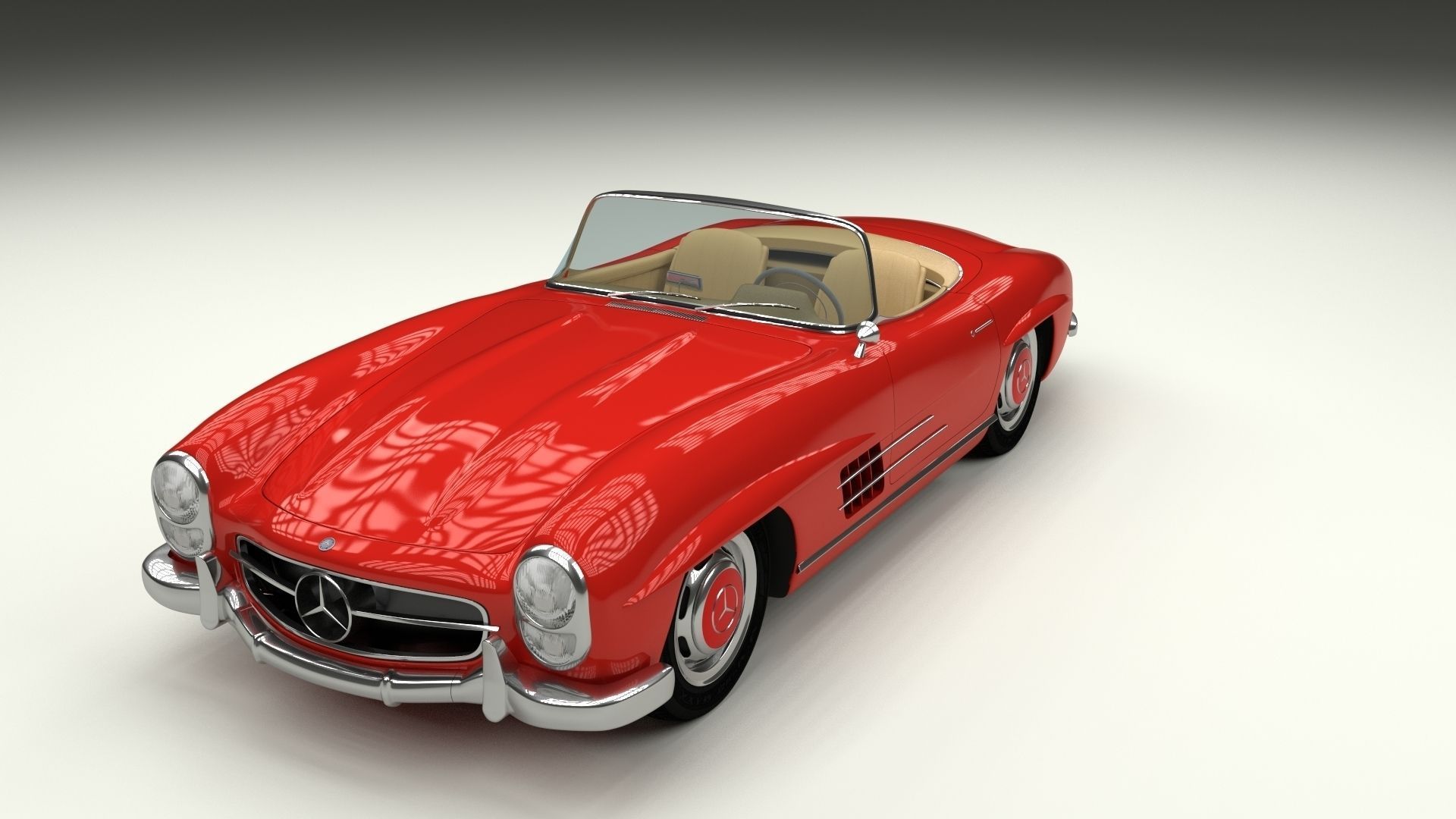 Fully Modelled Mercedes 300SL Roadster Red 3D model | CGTrader