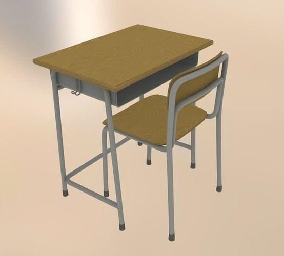 Japanese School Desk Set 3D model | CGTrader