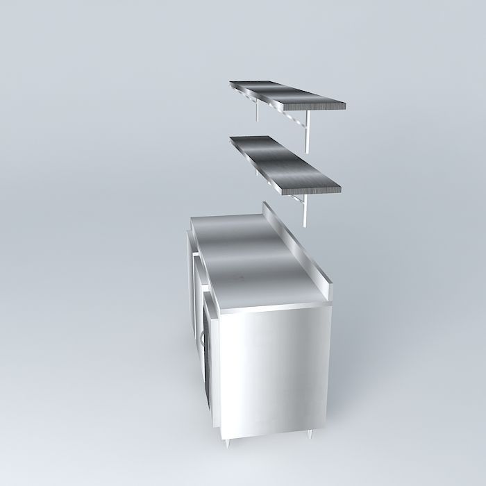 Kit stainless steel kitchen with two shelves free 3D model | CGTrader