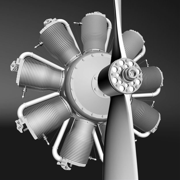 Airplane radial engine and propeller 3D Model MAX | CGTrader.com
