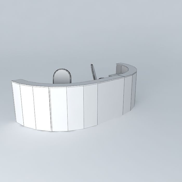 Curved counter 180 Elongated for 2 seats free 3D model | CGTrader