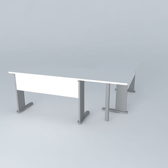 2 Office Desks with rail 90 Connection and Drawer Fixed free 3D model ...