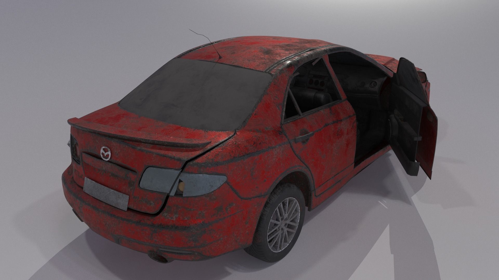 Wrecked destroyed Sedan car 3D model | CGTrader