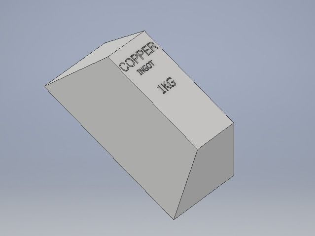 3D model Copper Ingot 1kg real dimensions green sand casting VR / AR ...