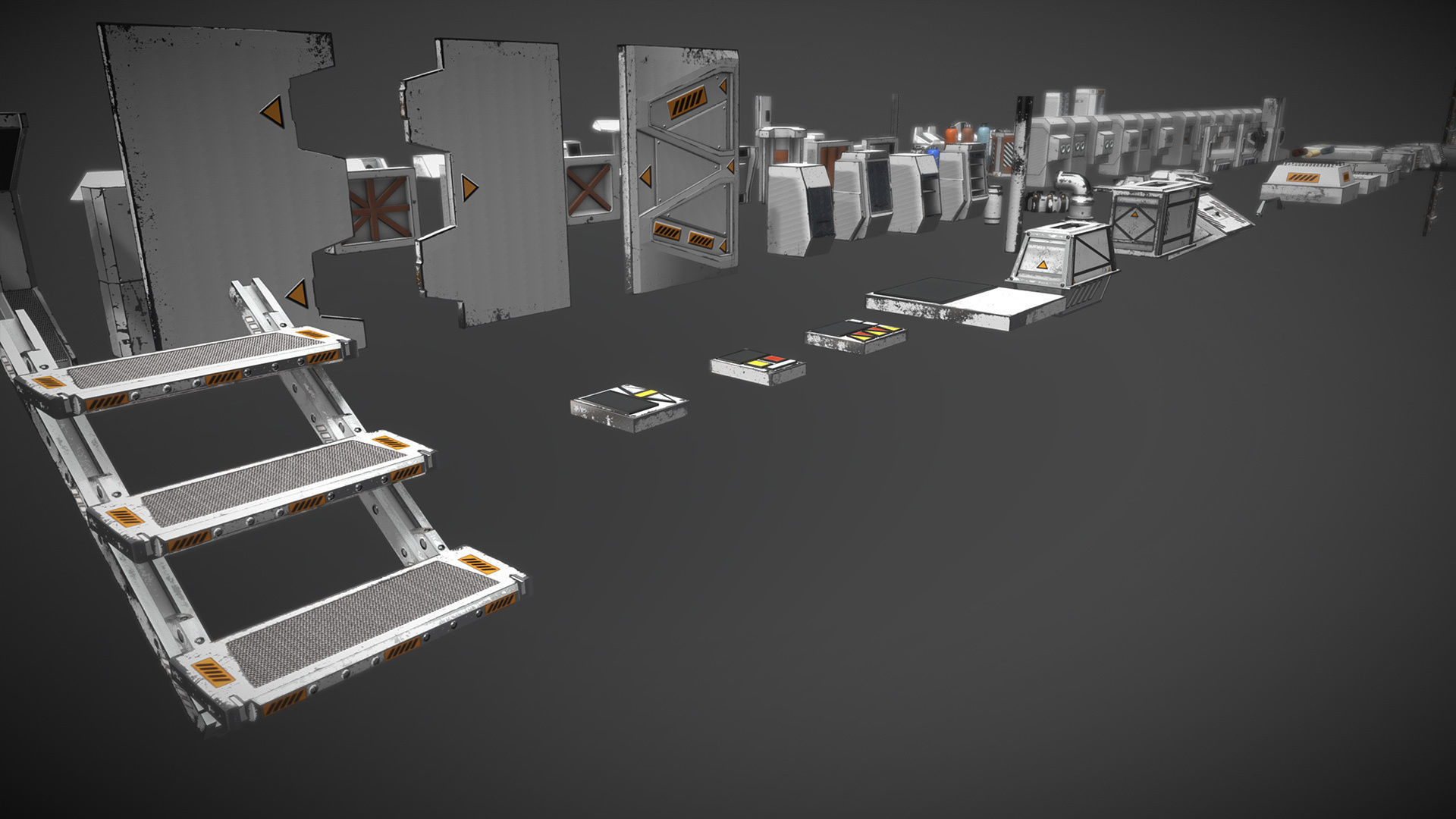 3D model Retro Sci-fi Modular Environment Kitbash VR / AR / low-poly ...