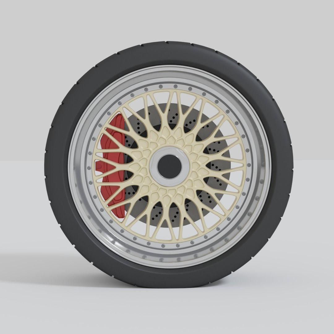 Simple car wheel with brake and tire free 3D model | CGTrader