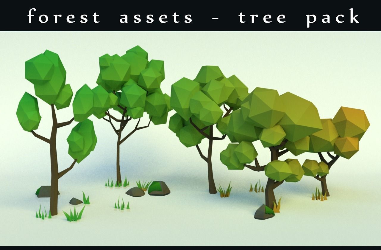 Forest Assets - Trees Pack Low-Poly Rocks and 3D model 1