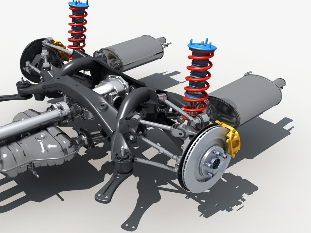 Car Chassis with Engine 3D model | CGTrader