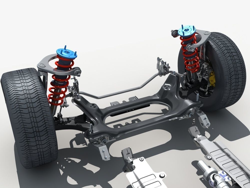 Car Chassis with Engine 3D model | CGTrader