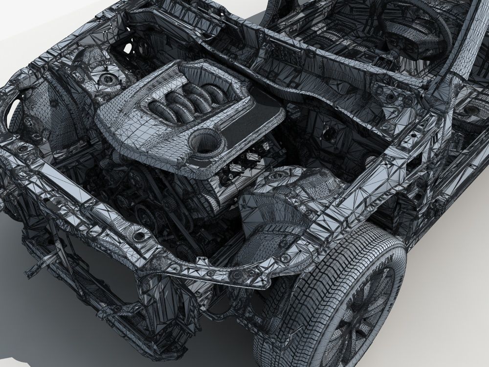 Car Frame with Chassis Engine 01 3D model | CGTrader