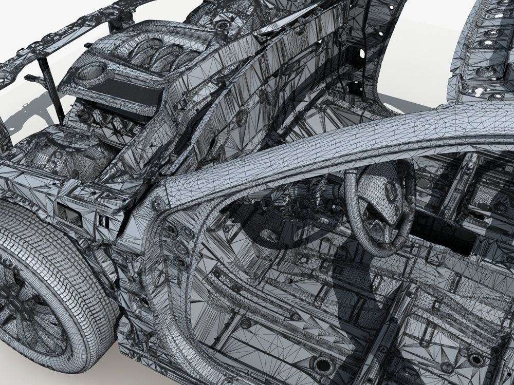 Car Frame with Chassis Engine 01 3D model | CGTrader