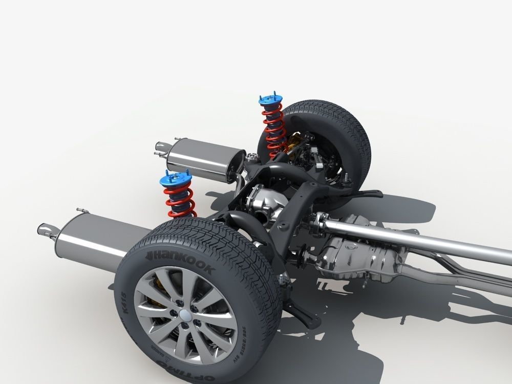 Car Frame with Chassis Engine 01 3D model | CGTrader