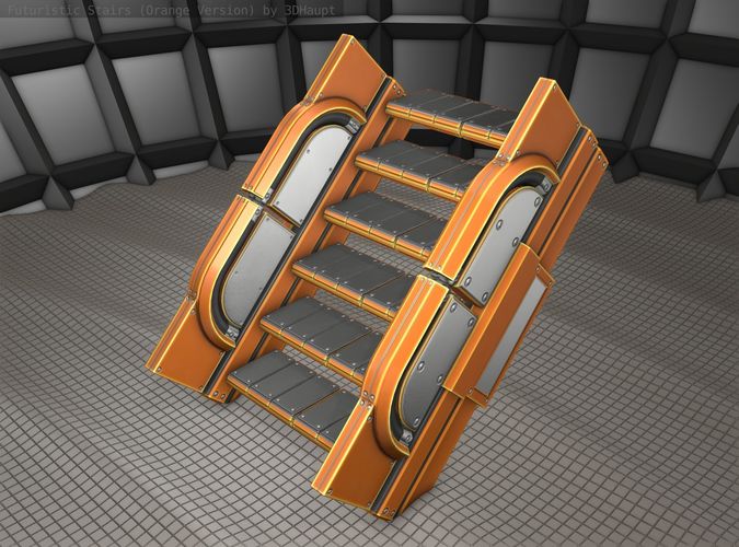 3D model Sci-Fi Stairs - 23 - Orange Version VR / AR / low-poly | CGTrader