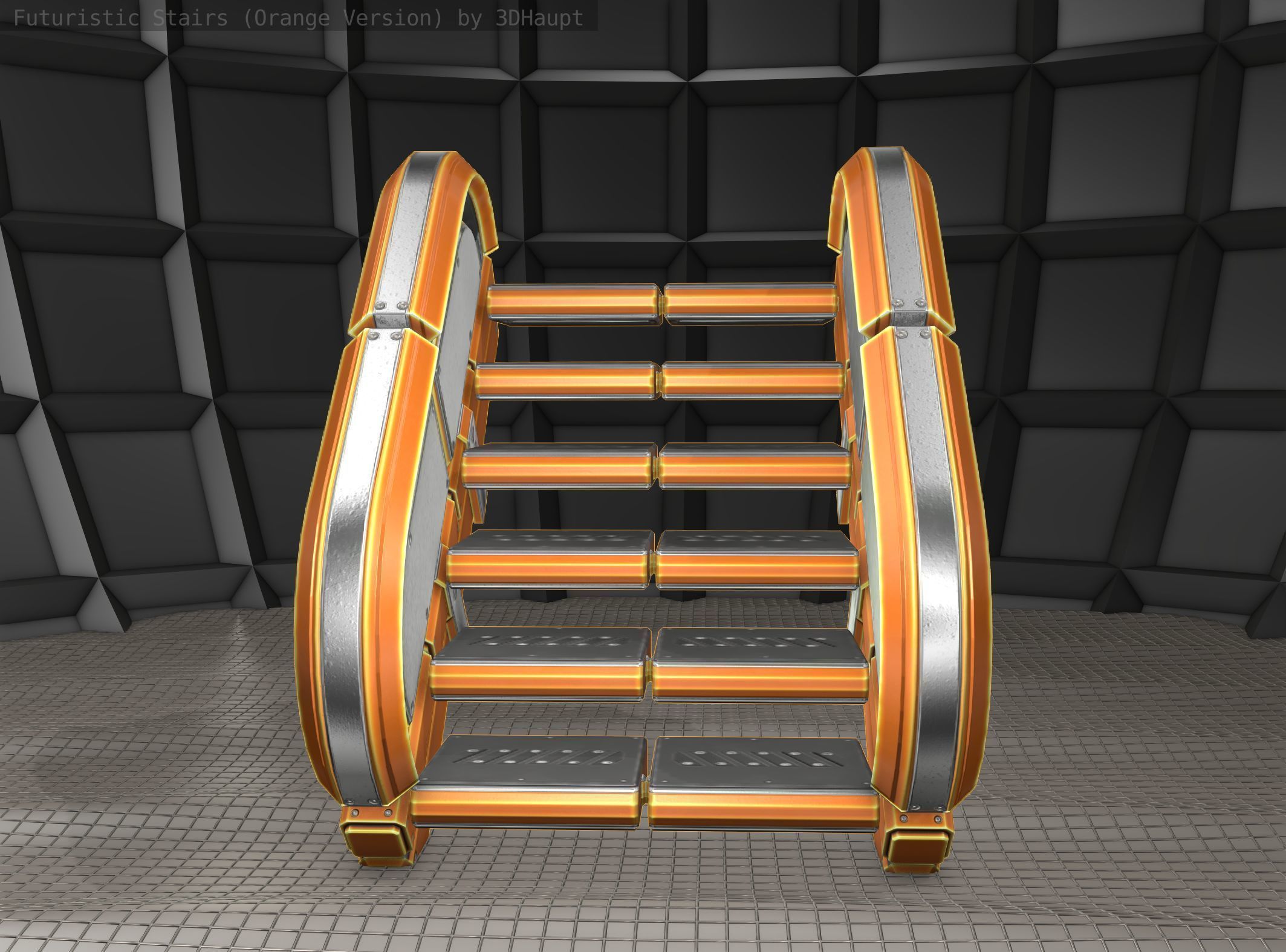 3D model Sci-Fi Stairs - 31- Orange Version VR / AR / low-poly | CGTrader