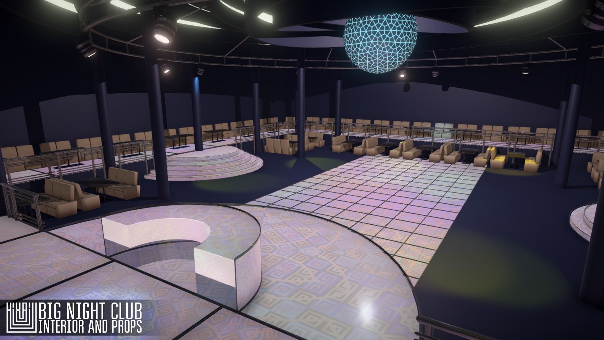 3D model Big night club - interior and props VR / AR / low-poly | CGTrader