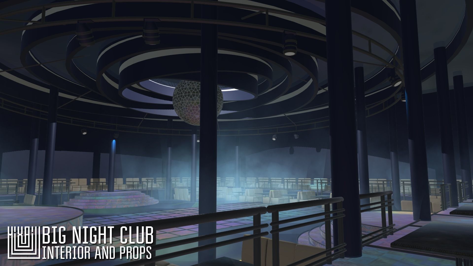 3D model Big night club - interior and props VR / AR / low-poly | CGTrader