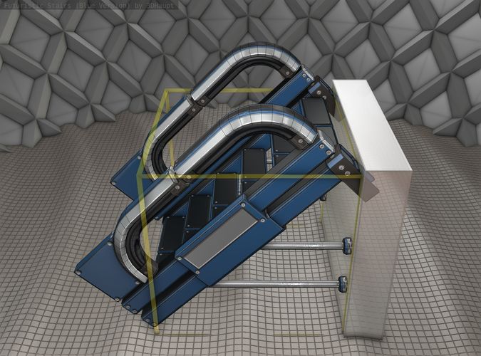 3D model Sci-Fi Stairs - 1 - Blue Version VR / AR / low-poly | CGTrader