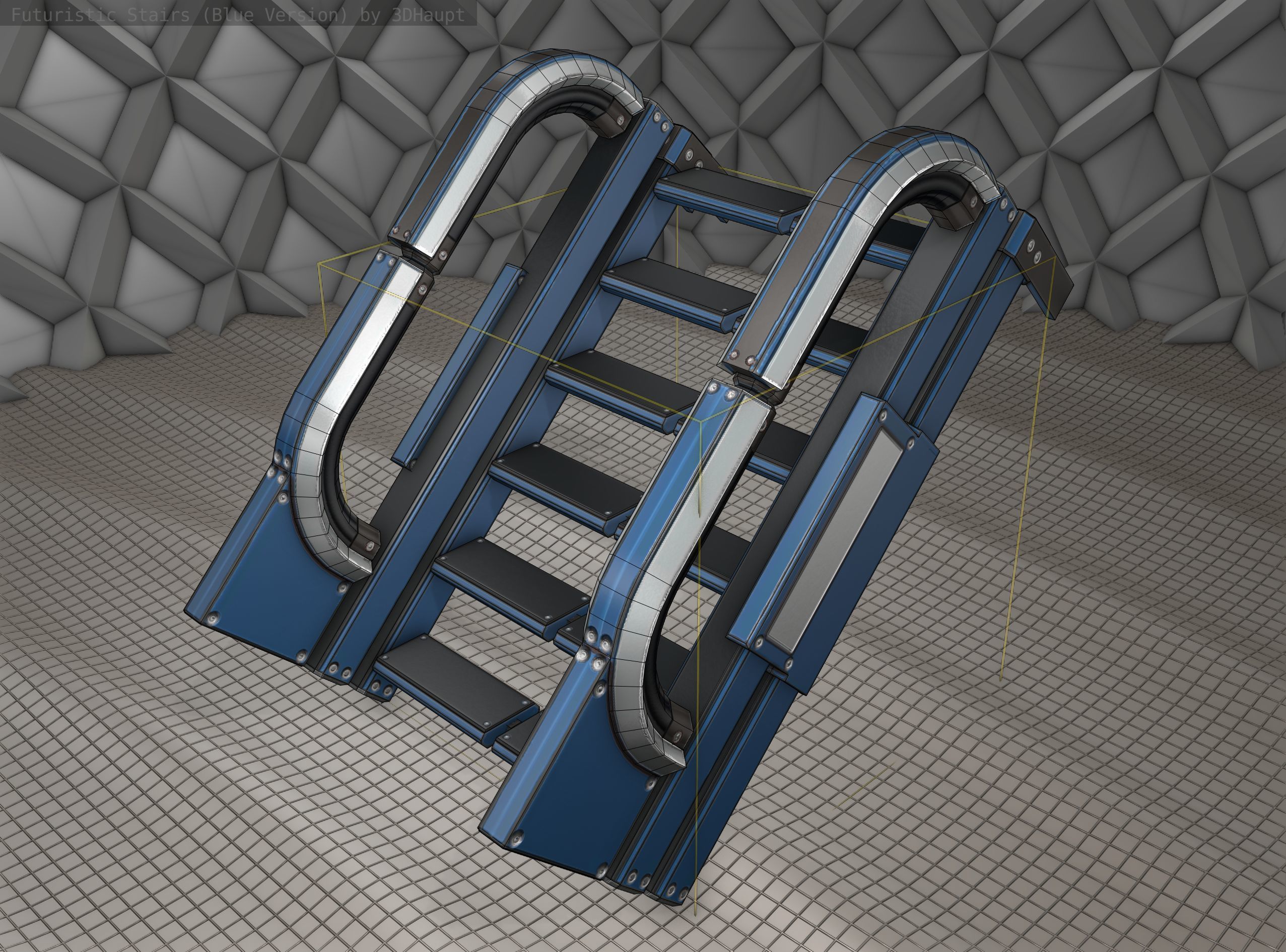3D model Sci-Fi Stairs - 2 - Blue Version VR / AR / low-poly | CGTrader