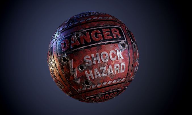 Metal Warning Hazard Sign Bullet Holes Seamless PBR Texture Texture ...