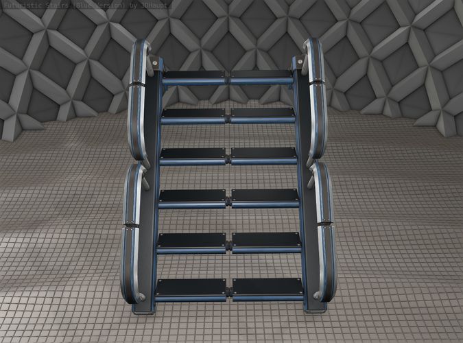 3D model Sci-Fi Stairs - 26 - Blue Version VR / AR / low-poly | CGTrader