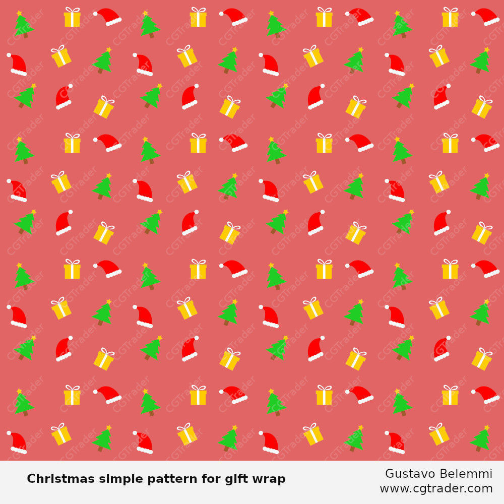 Texture Low Poly Gift Box and 4 Gift Wrap Textures VR / AR / low-poly ...