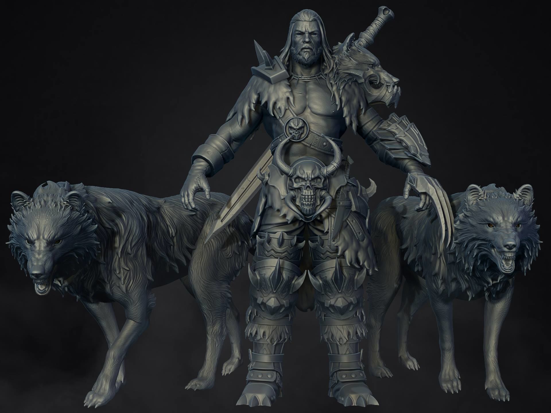 Wolfman statue of man 3D model | CGTrader