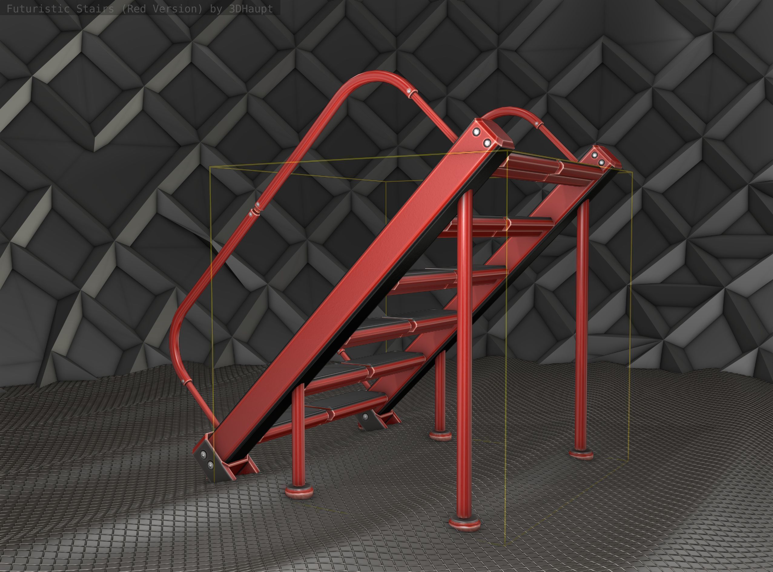 3D model Sci-Fi Stairs - 20 - Red Version VR / AR / low-poly | CGTrader