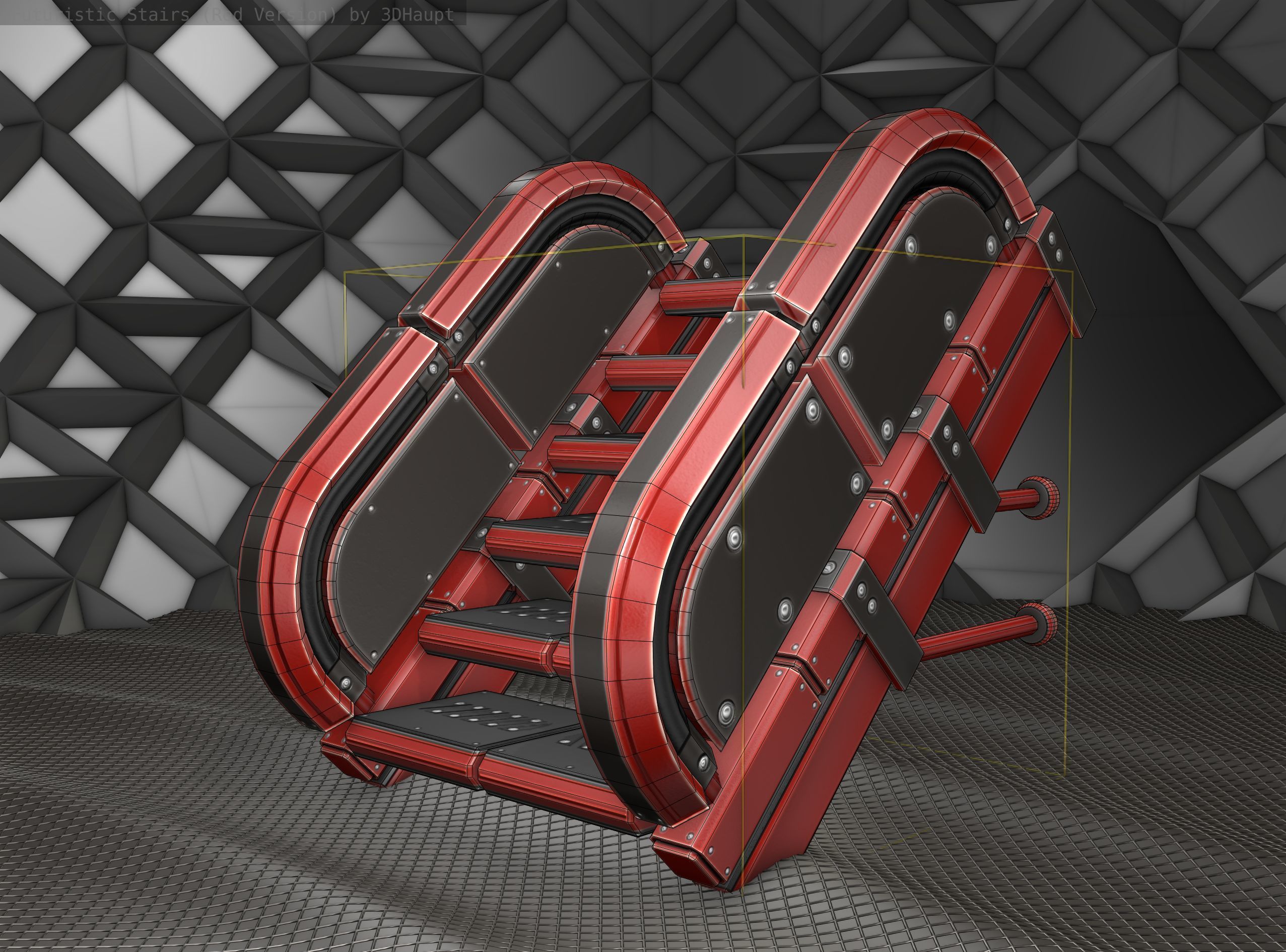 3D model Sci-Fi Stairs - 29 - Red Version VR / AR / low-poly | CGTrader