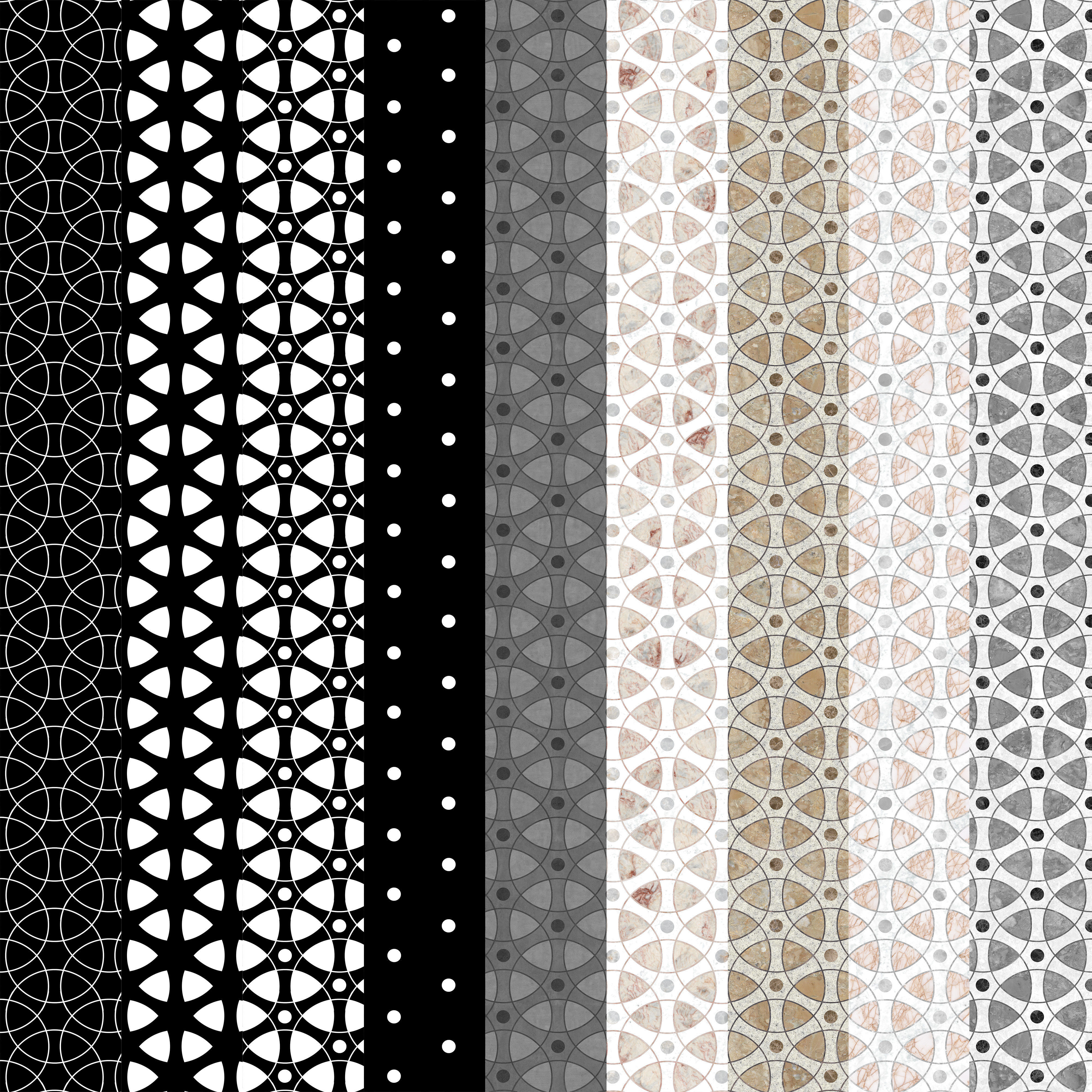 5x 8K Mosaic Marble Seamless Textures with Masks 3D model