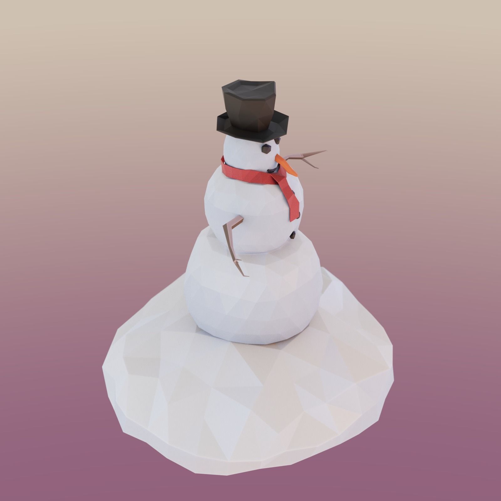 3D model Lowpoly Snowman VR / AR / low-poly | CGTrader