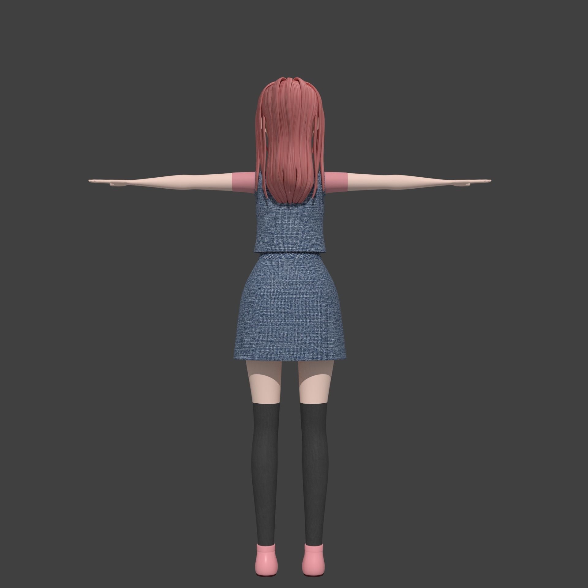 Toony cartoon female character free 3D model rigged | CGTrader