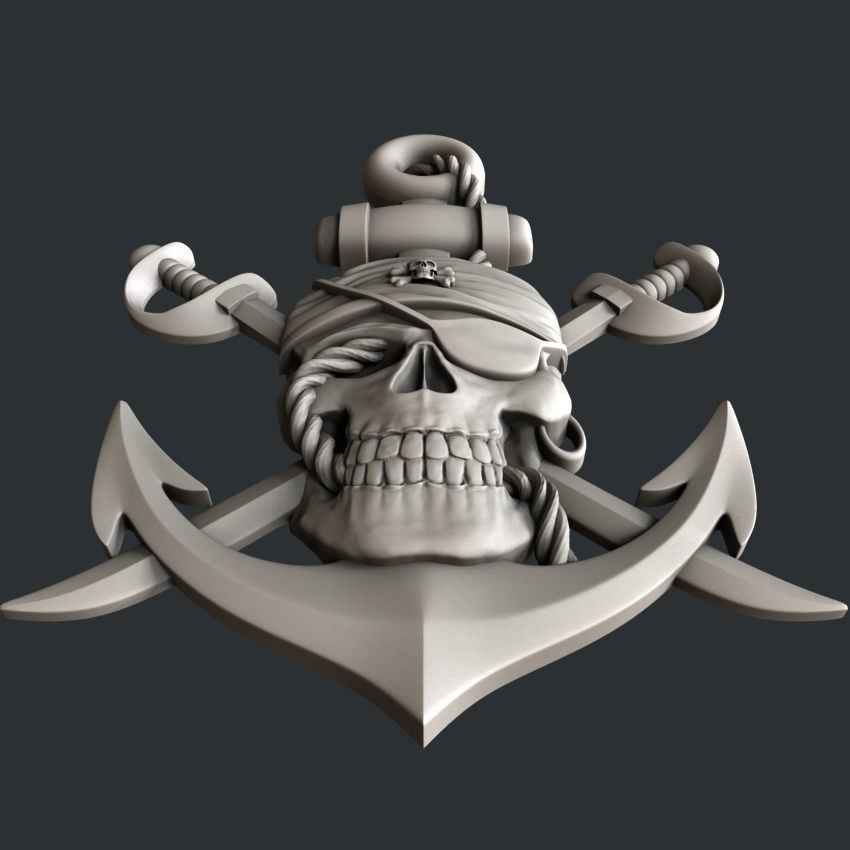 3d STL models for CNC router pirate skull 3D model | CGTrader