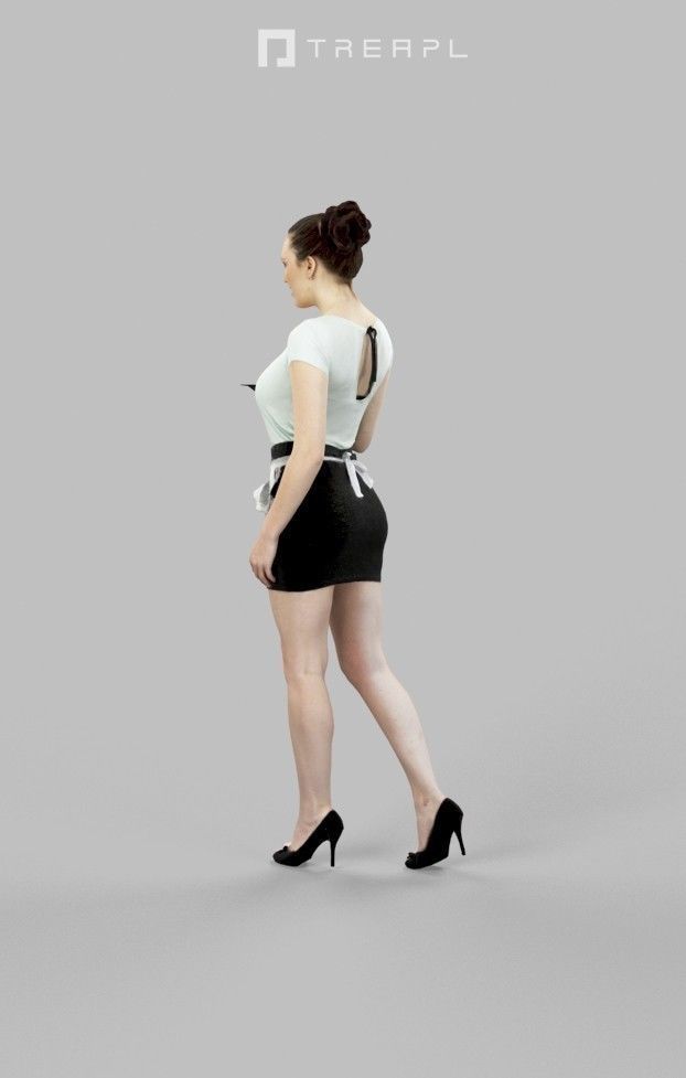 Dream A Caucasian Female Waitress Walking Holding A Tray 3D model ...