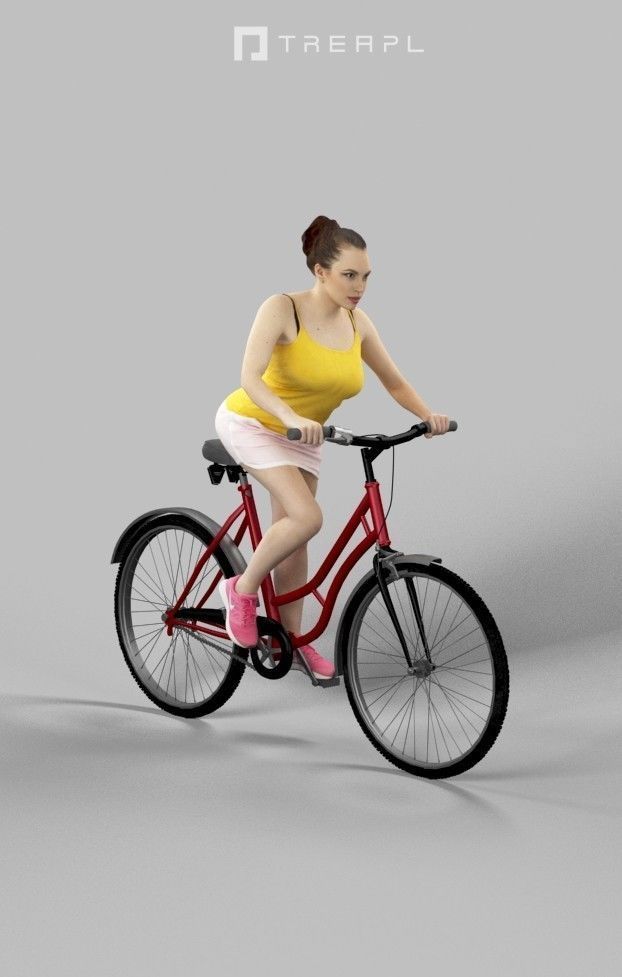 Dream Female Model Riding A Bicycle 3D model | CGTrader